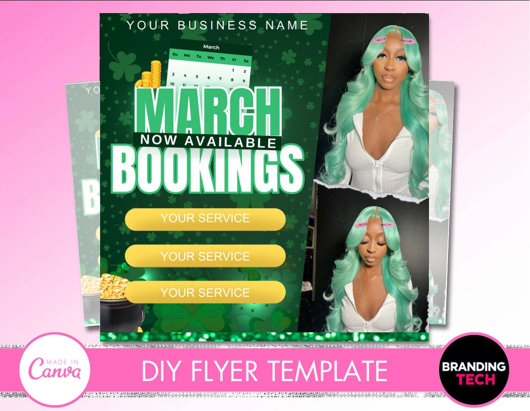 MARCH Booking Diy Flyer Template, Book the Look Template, Appointments ...
