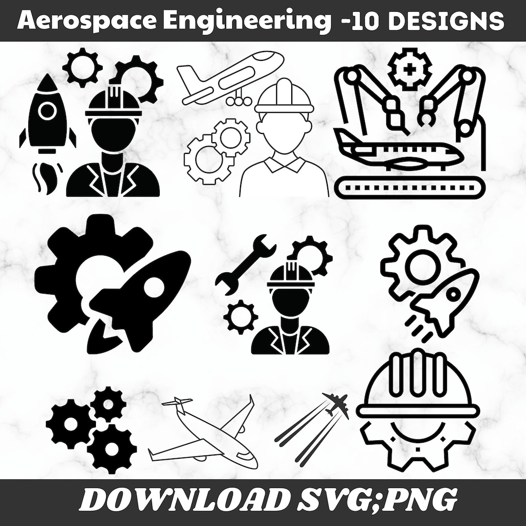 Aerospace Engineering Clipart Bundle, 10 PNG & SVG Files for Digital ...