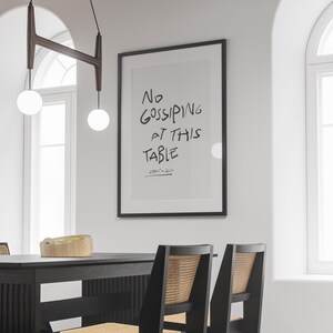 No Gossiping at Table Hand Drawn Kitchen Wall Art Funny Dining Room ...