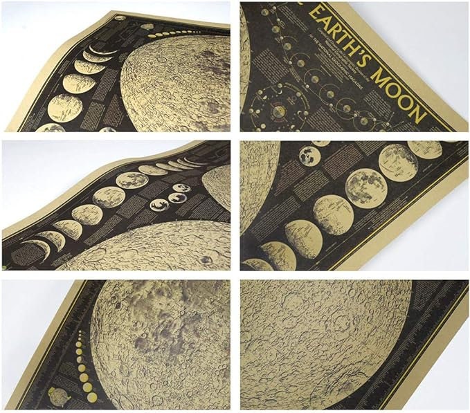 The Moon Poster Retro Earth Moon Map Posers Art Prints - Etsy