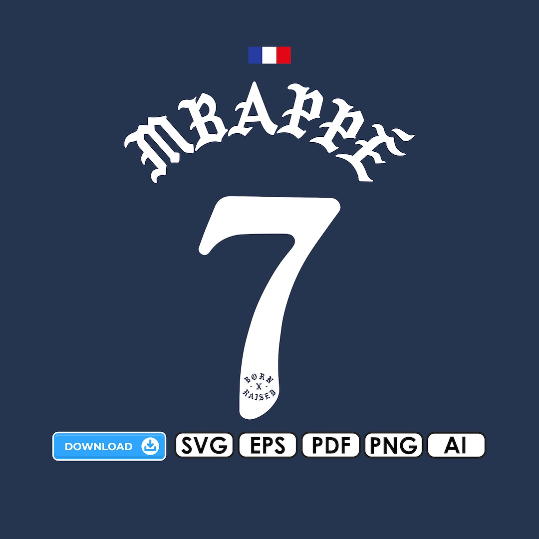 Kylian Mbappe Font Vector Jersey Paris 2024 Soccer SVG, Football Shirt ...
