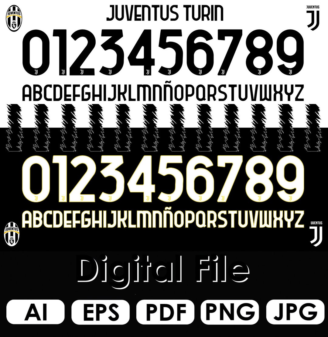NEW Font Vector Jersey Juventus Turin 2023/24, Football Shirt Font Font ...