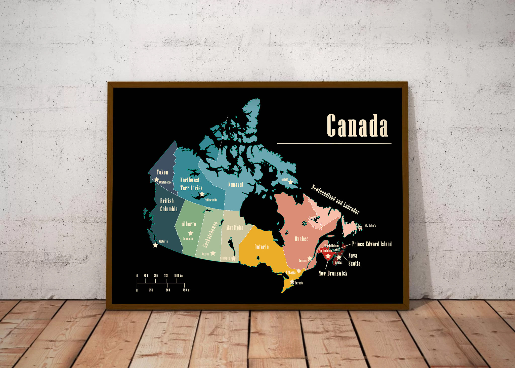 Canada Provinces/flag Map - Limited Edition Giclée Print, Various Sizes ...