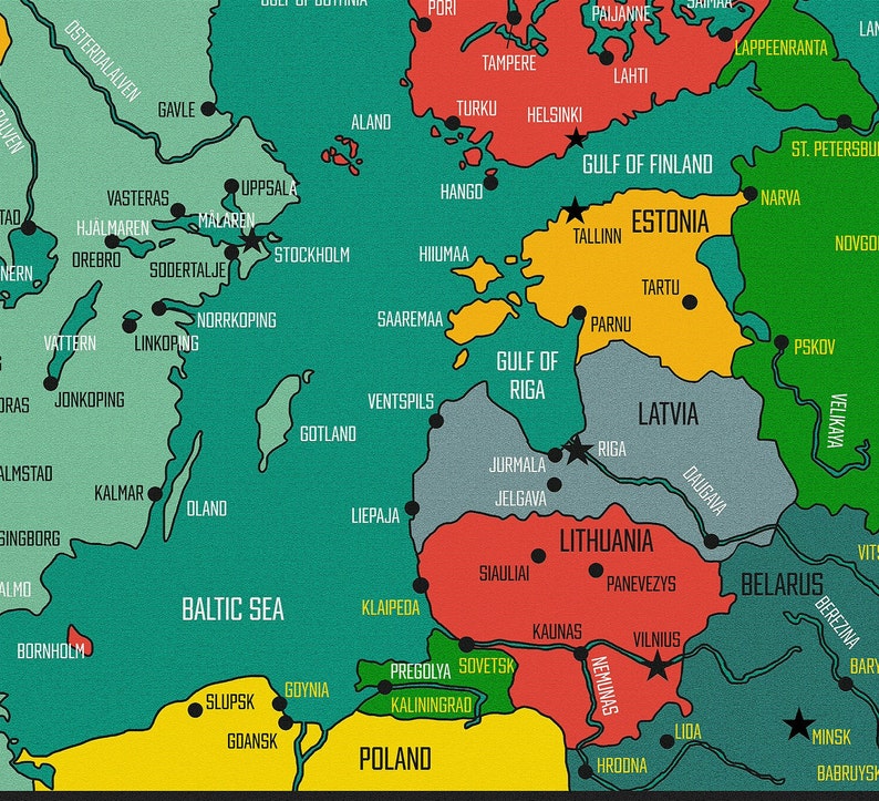 Northern Europe and European Russia Map - Limited Edition Giclée Print ...