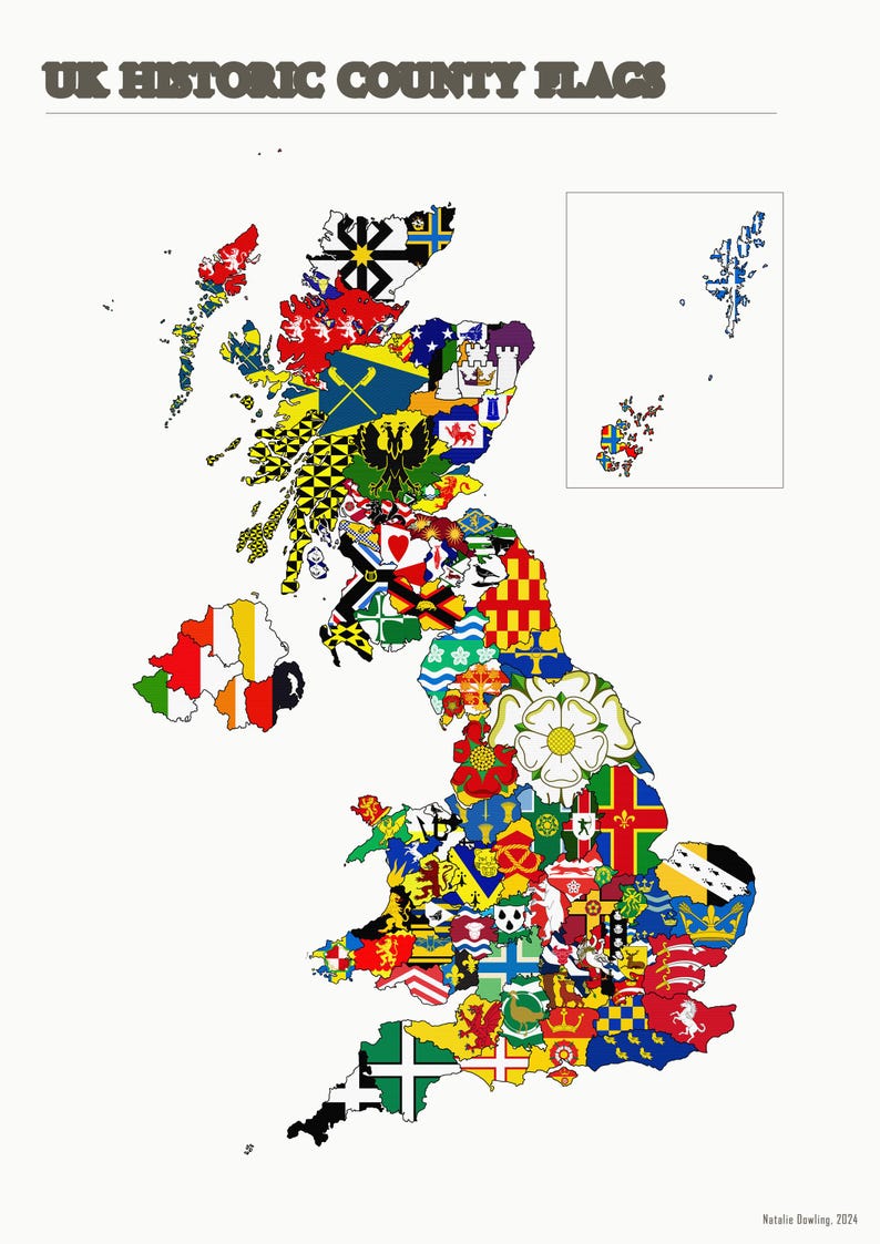 NEW EDITION UK County Flags. Limited Edition Giclée, Standard A Sizes ...