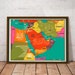 Middle Eastern/near Eastern Countries and Major Cities Map Giclée Print ...