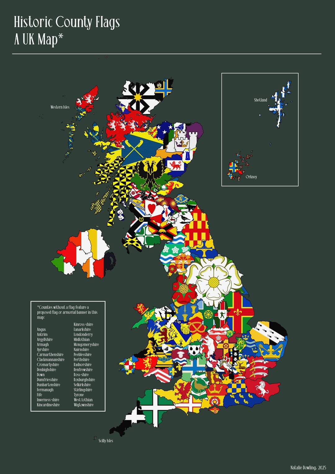 NEW EDITION UK County Flags. Giclée Print, Standard A Sizes (A1 to A4 ...
