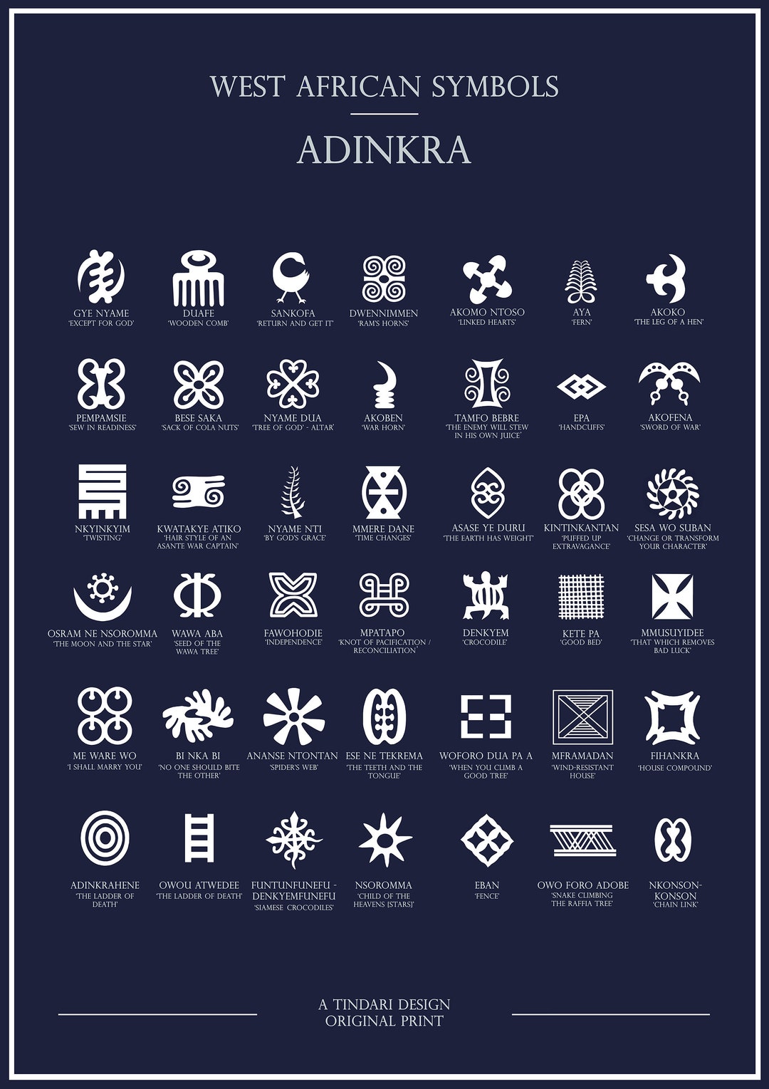 West African Adinkra Symbols - Limited Edition Giclée Print in Various ...