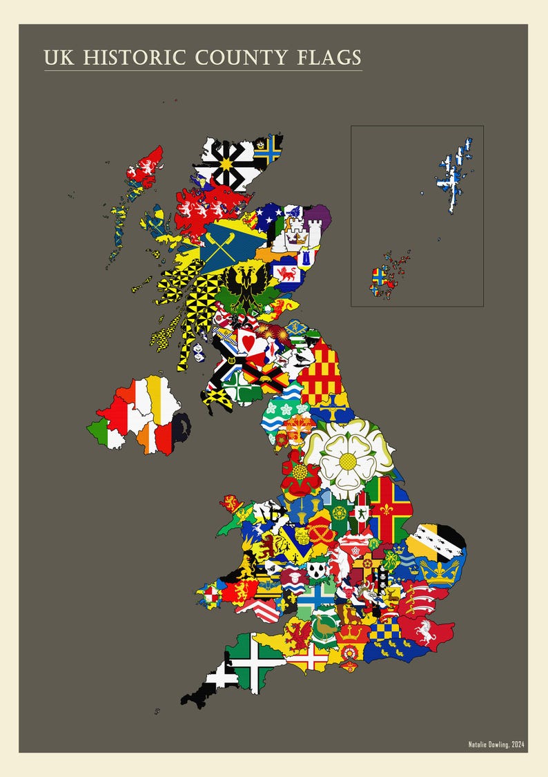 NEW EDITION UK County Flags. Limited Edition Giclée, Standard A Sizes ...