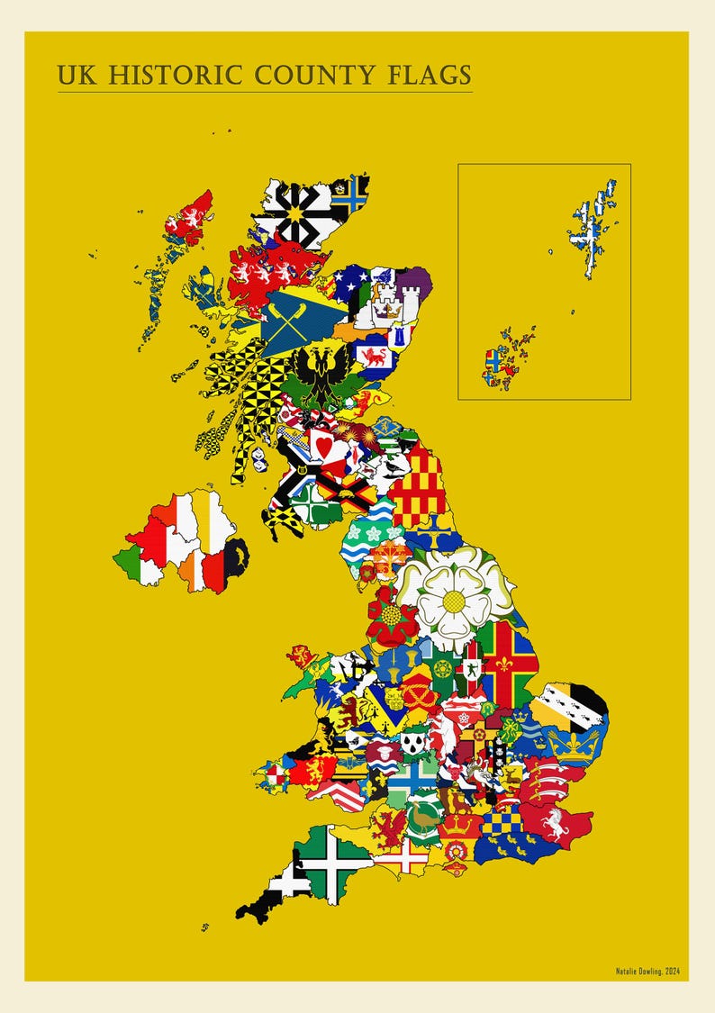 NEW EDITION UK County Flags. Limited Edition Giclée, Standard A Sizes ...