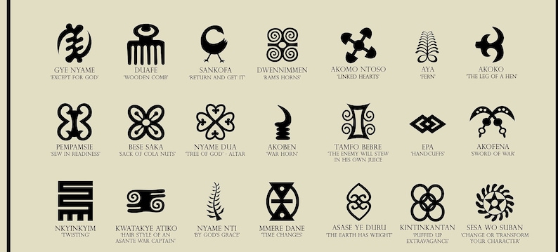 West African Adinkra Symbols - Limited Edition Giclée Print in Various ...