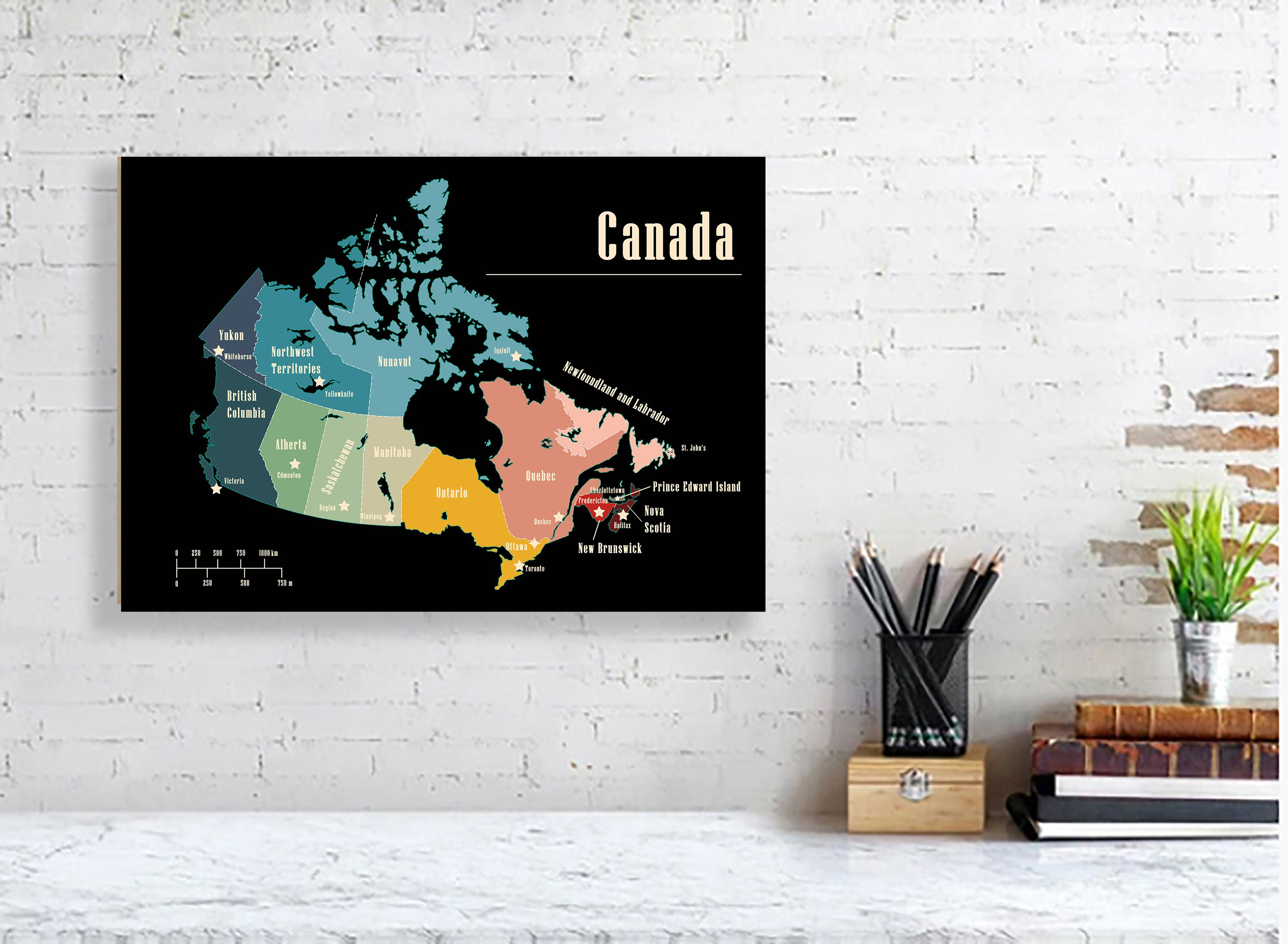 Canada Provinces/flag Map Limited Edition Giclée Print, Various Sizes ...