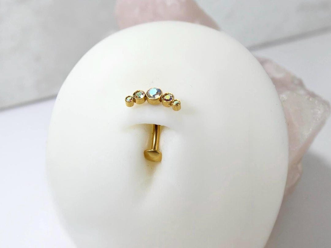 14G Threadless Push in Belly Button Ring, Dainty Sparkling Top Belly ...