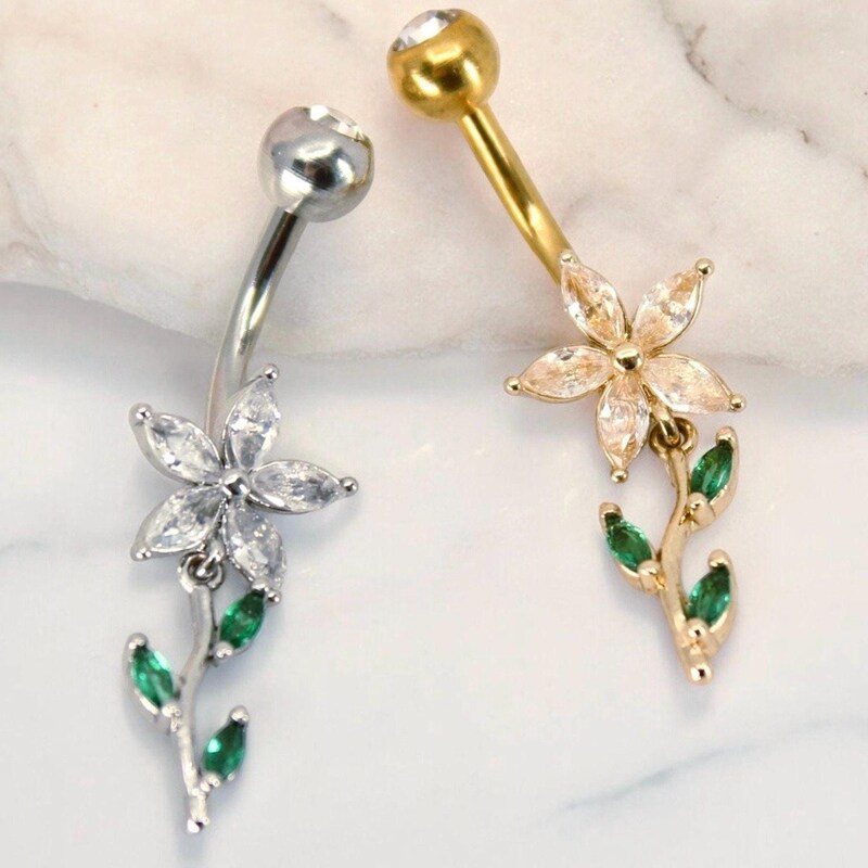 Flower Belly Ring - Etsy