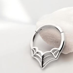 16G Spider Web Septum Clicker Ring, Silver Hinged Segment Septum Hoop ...