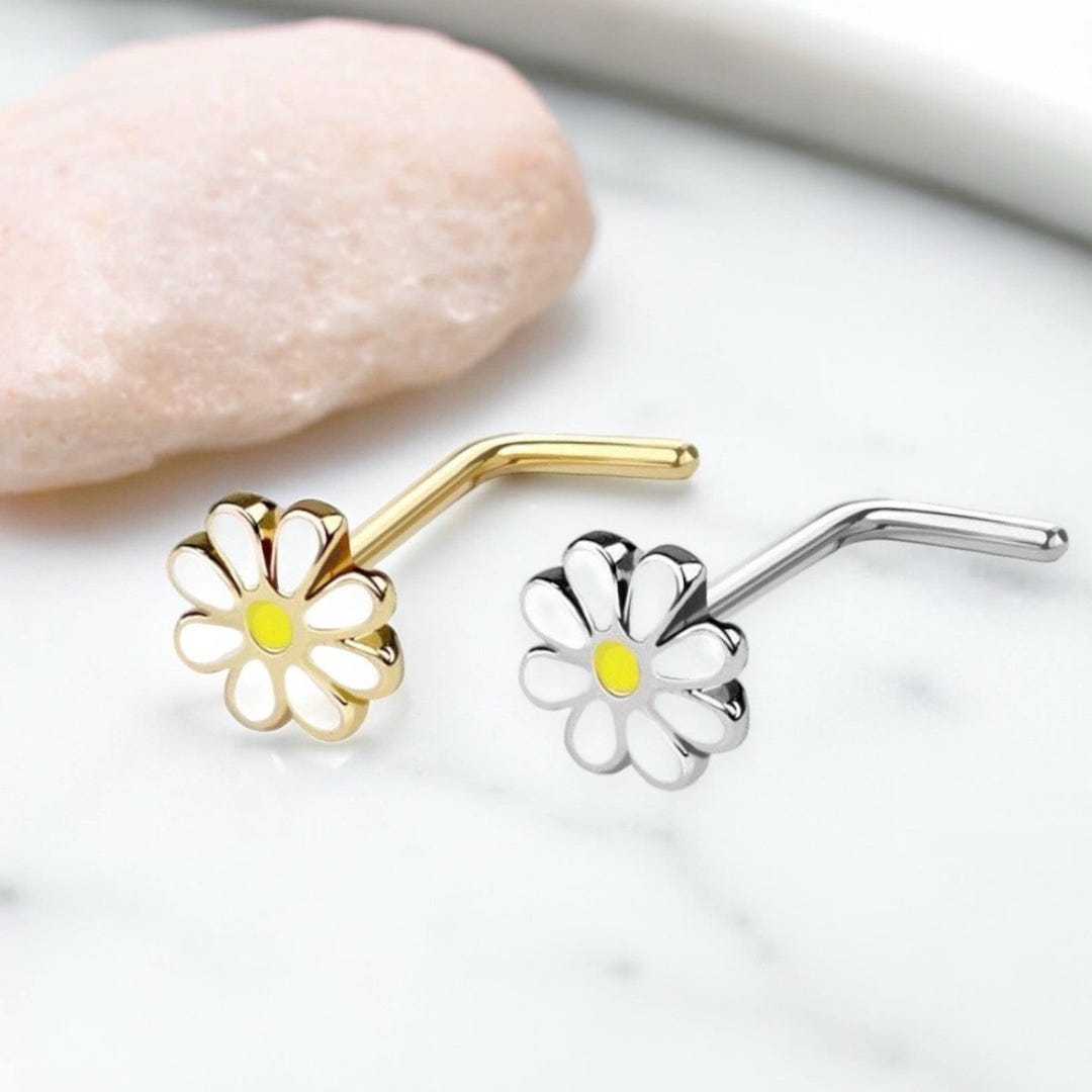 Daisy Nose Stud, Floral Decor Daisy Flower Nose Piercing Jewelry, L ...