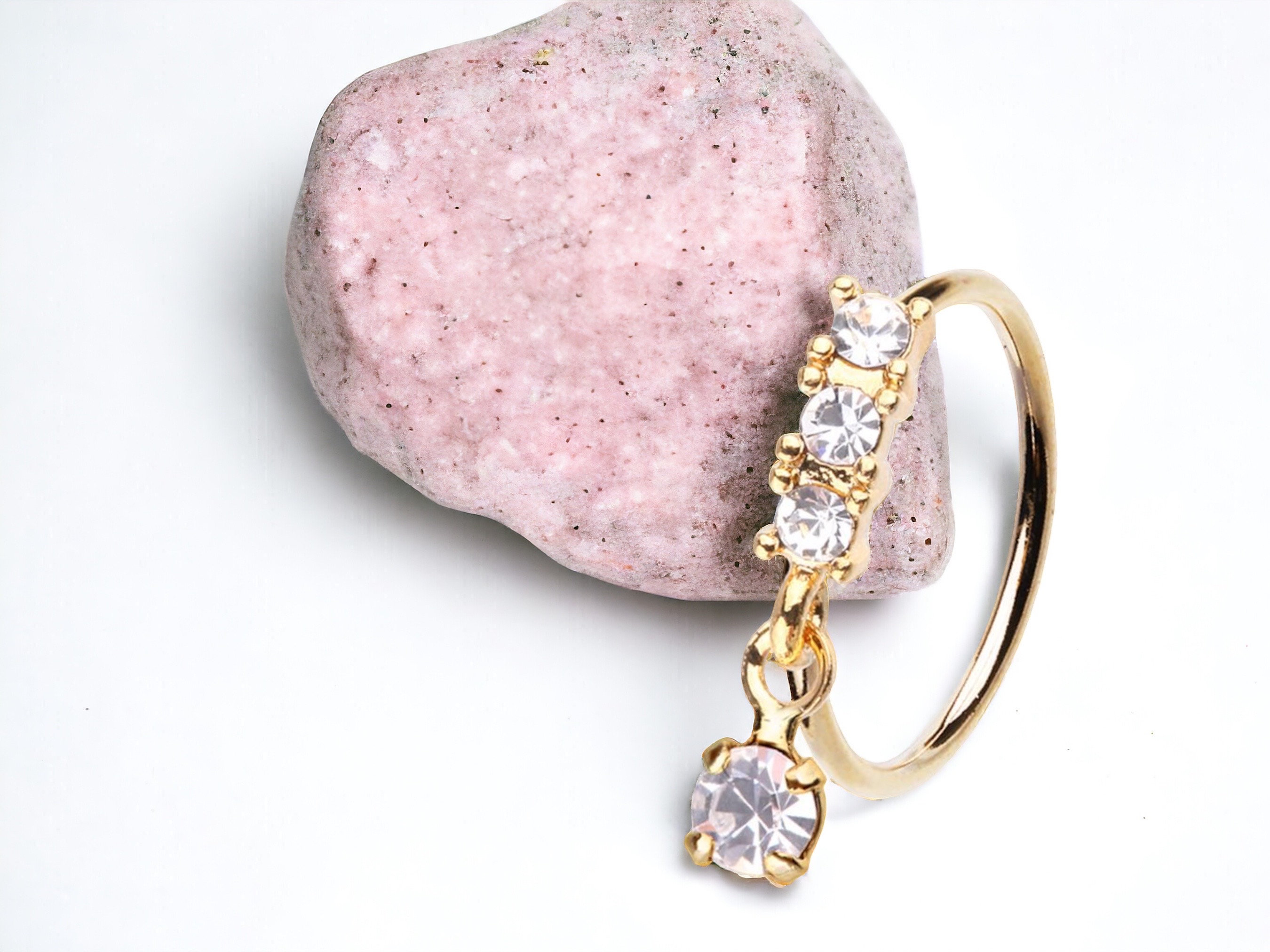 20g Gold CZ Dangling Nose Ring. Bendable Sparkling Gem Nose Ring Hoop ...