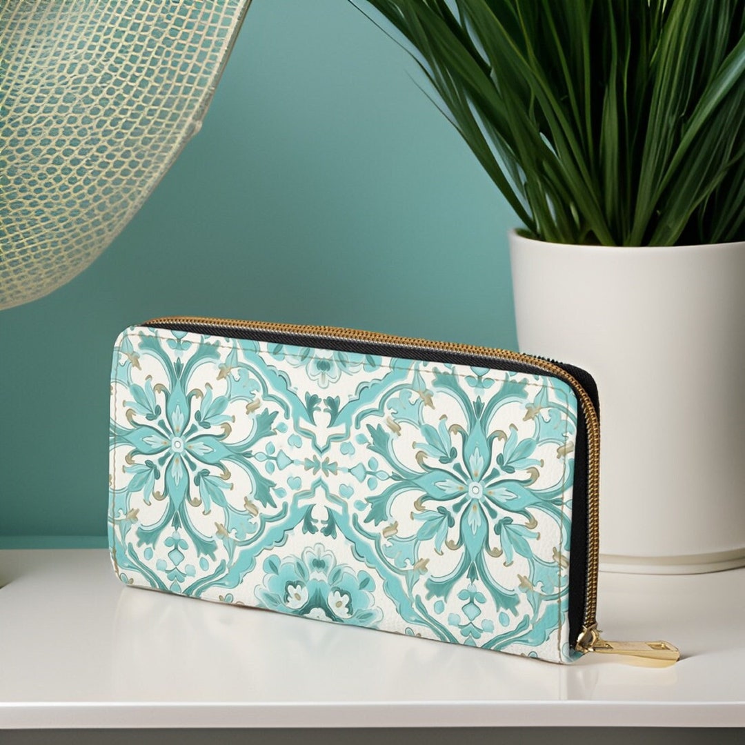 Elegant Blue Zipper Wallet Tiffany Blue Wallet, Women's Cardholder ...