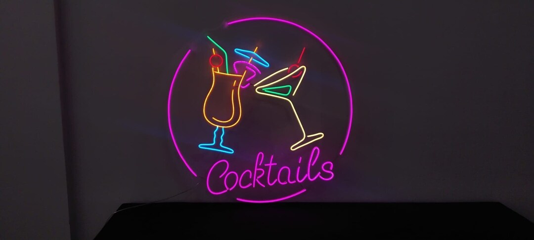 Cocktails Neon Sign, Cocktail, Cocktail Neon Sign, Bar Neon Sign, Neon ...