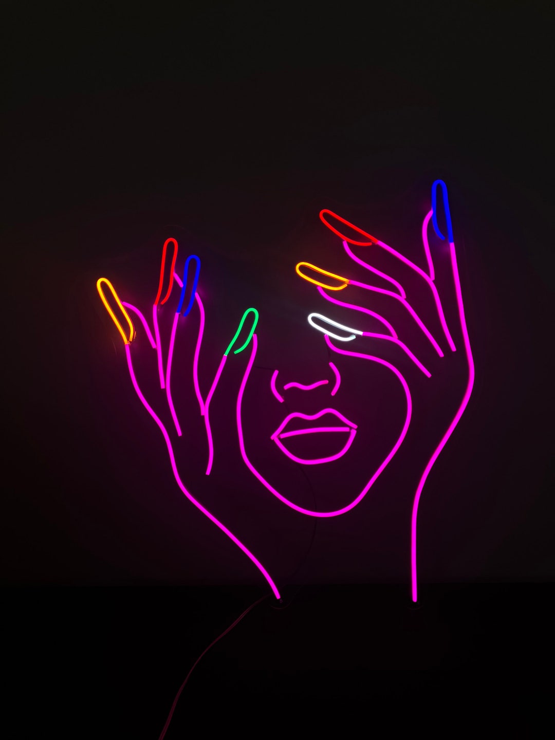 Woman Face Neon Sign, Nail Neon Sign, Make-up Neon Sign, Make-up Room ...