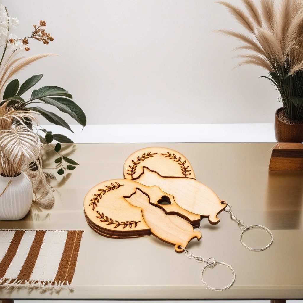 Handcrafted Cat Puzzle Key Holder Wooden Key Organizer for Cat Lovers ...