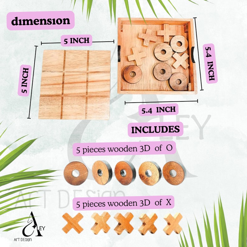 Tic Tac Toe Wooden Board Game, Noughts and Crosses, Xs and Os Board ...
