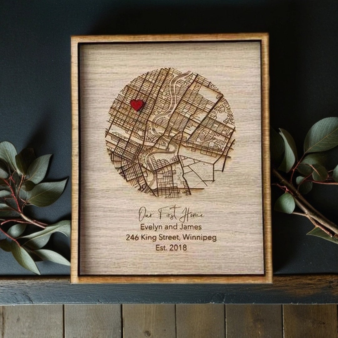 Custom Memory Map, Wood Memory Map, Personalized Map, First Home ...