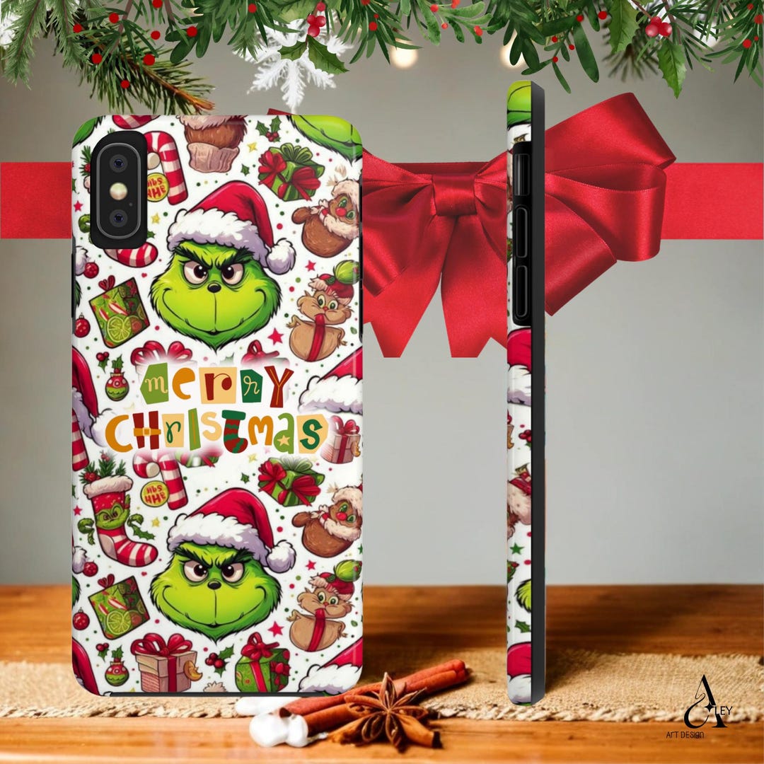 Grinch Tough Phone Case, Christmas Phone Cover, Holiday Phone Accessories, New Year Phone ...