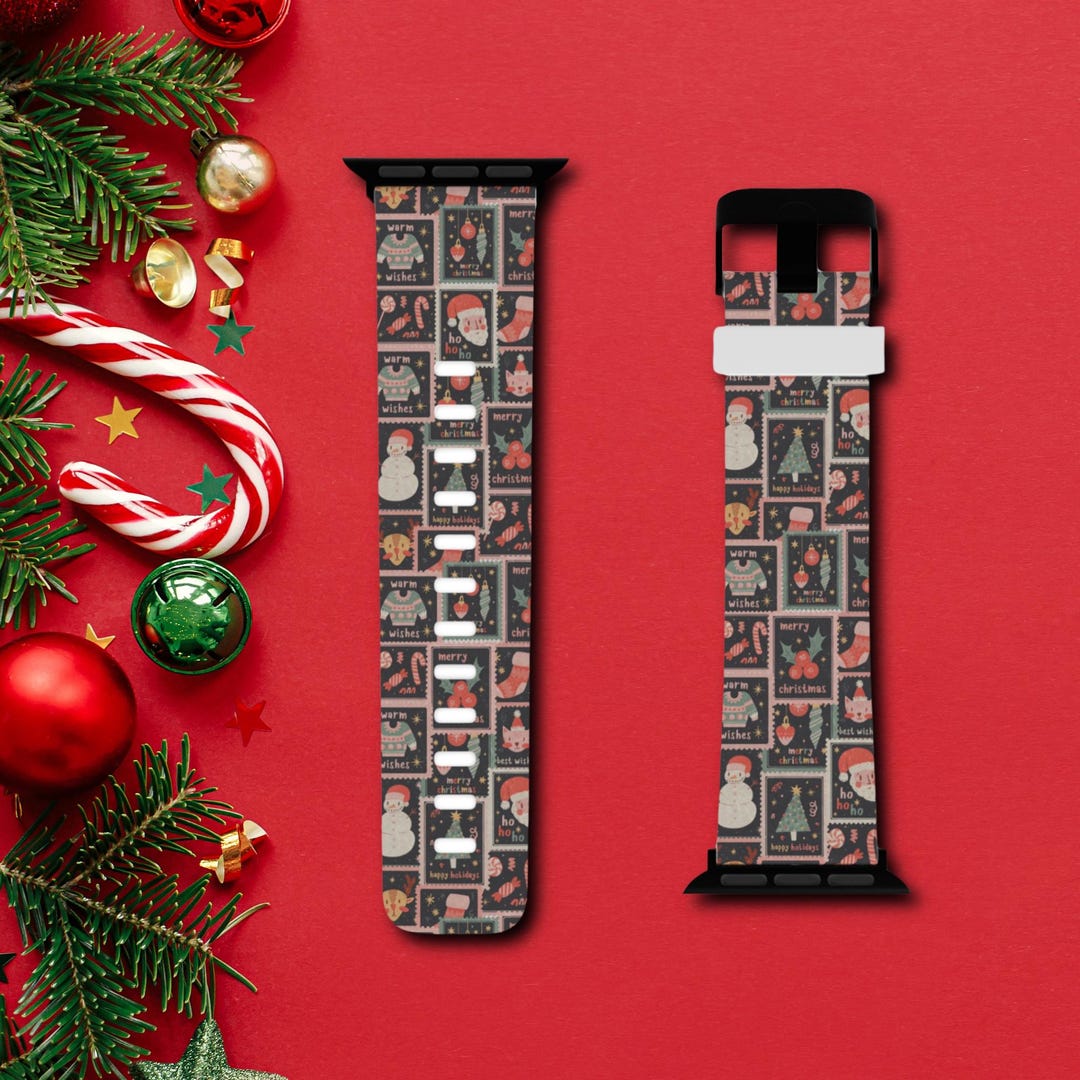 Apple Watch Band New Year Postage Stamp Design, Holiday Smartwatch ...