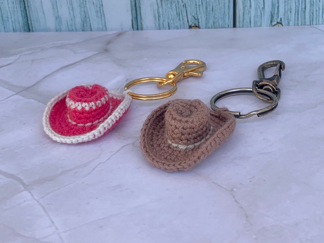Crochet Pattern Cowboy Hat Keychain Crochet Pattern for Mini Cowboy Hat ...
