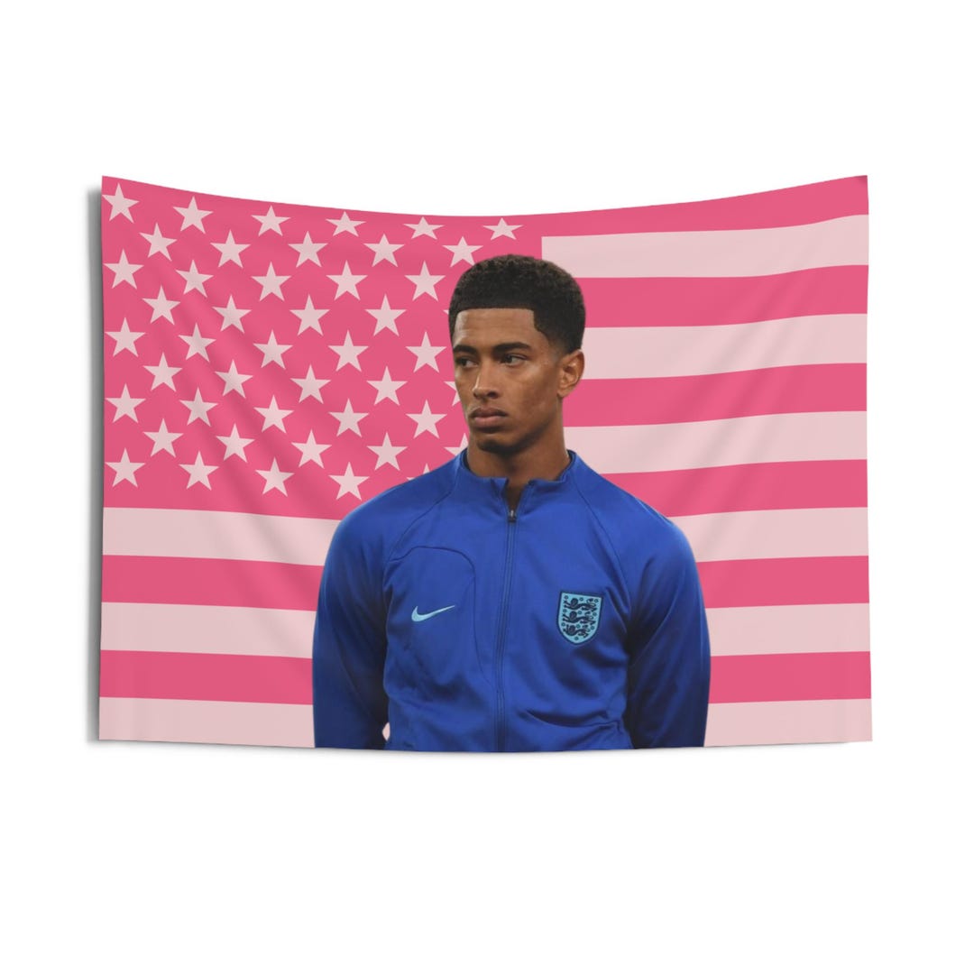 Jude Bellingham Pink American Flag Tapestry, Aesthetic Room Decor ...