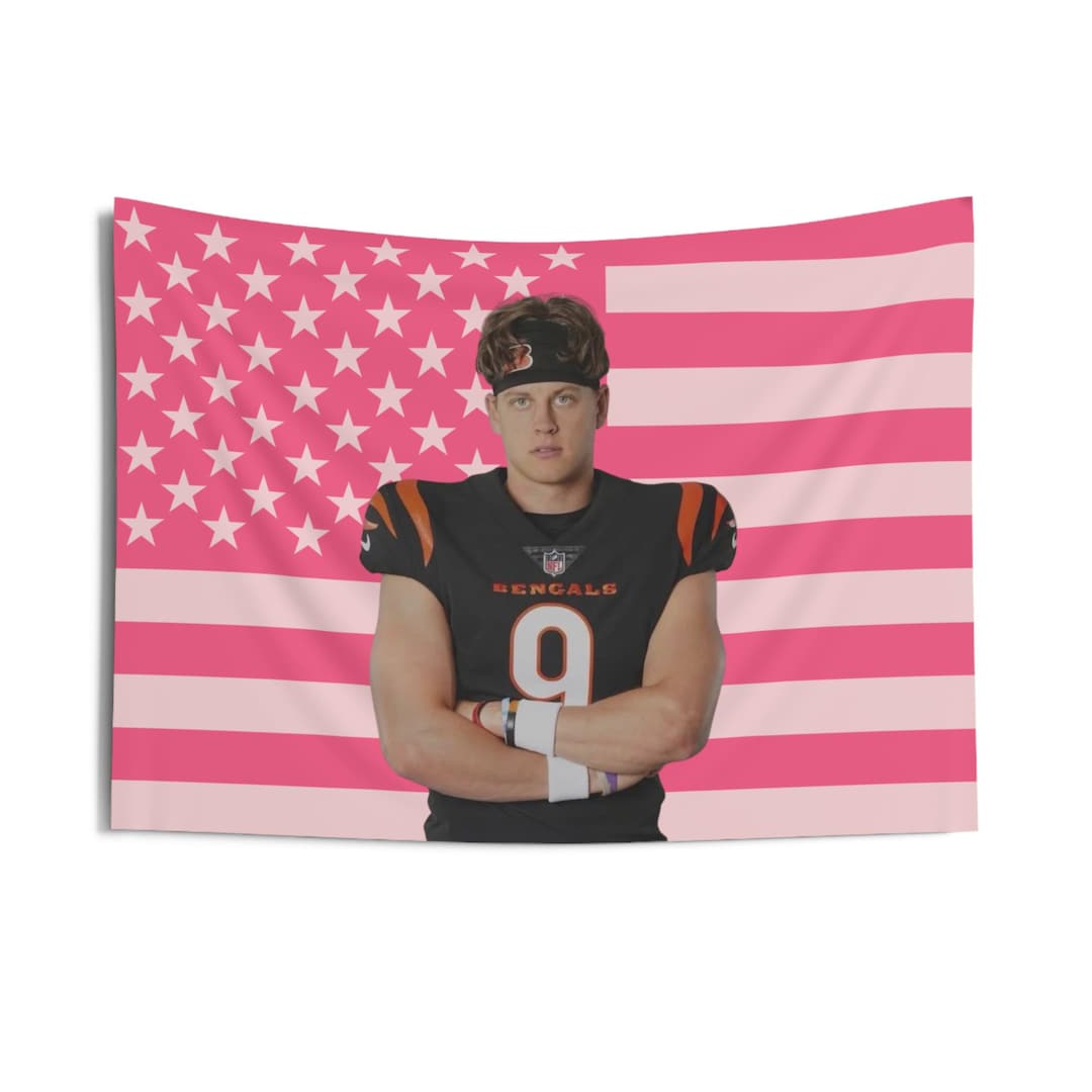 Joe Burrow Pink American Flag Tapestry, Aesthetic Room Decor, Funny ...
