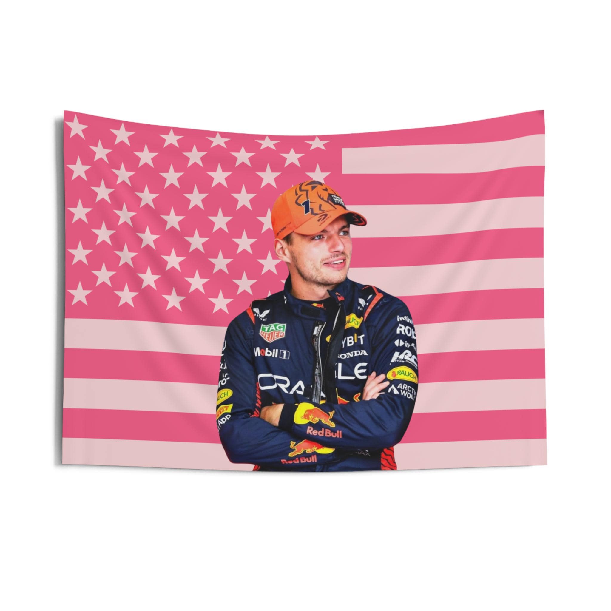 Max Verstappen Pink American Flag Tapestry, Aesthetic Room Decor, Funny ...