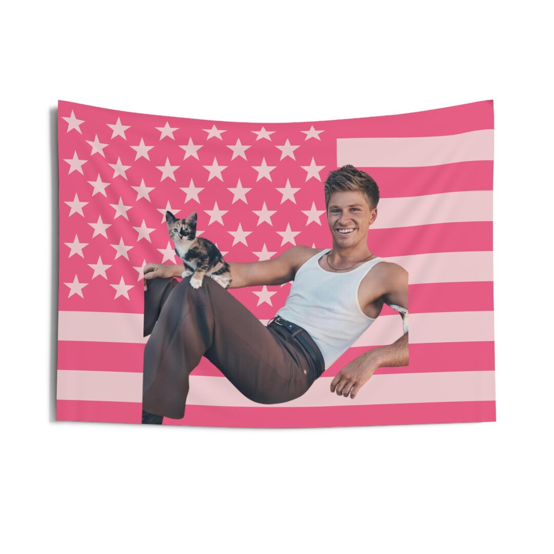 Cat Robert Irwin Pink American Flag Tapestry, Robert Irwin Flag ...