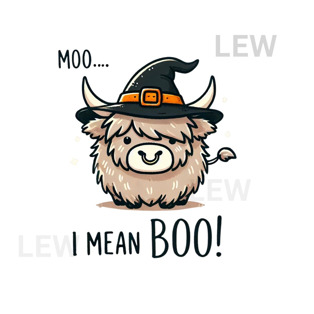 Moo and Mean Boo Png, Western Halloween Png, Halloween Highland Cow Png ...
