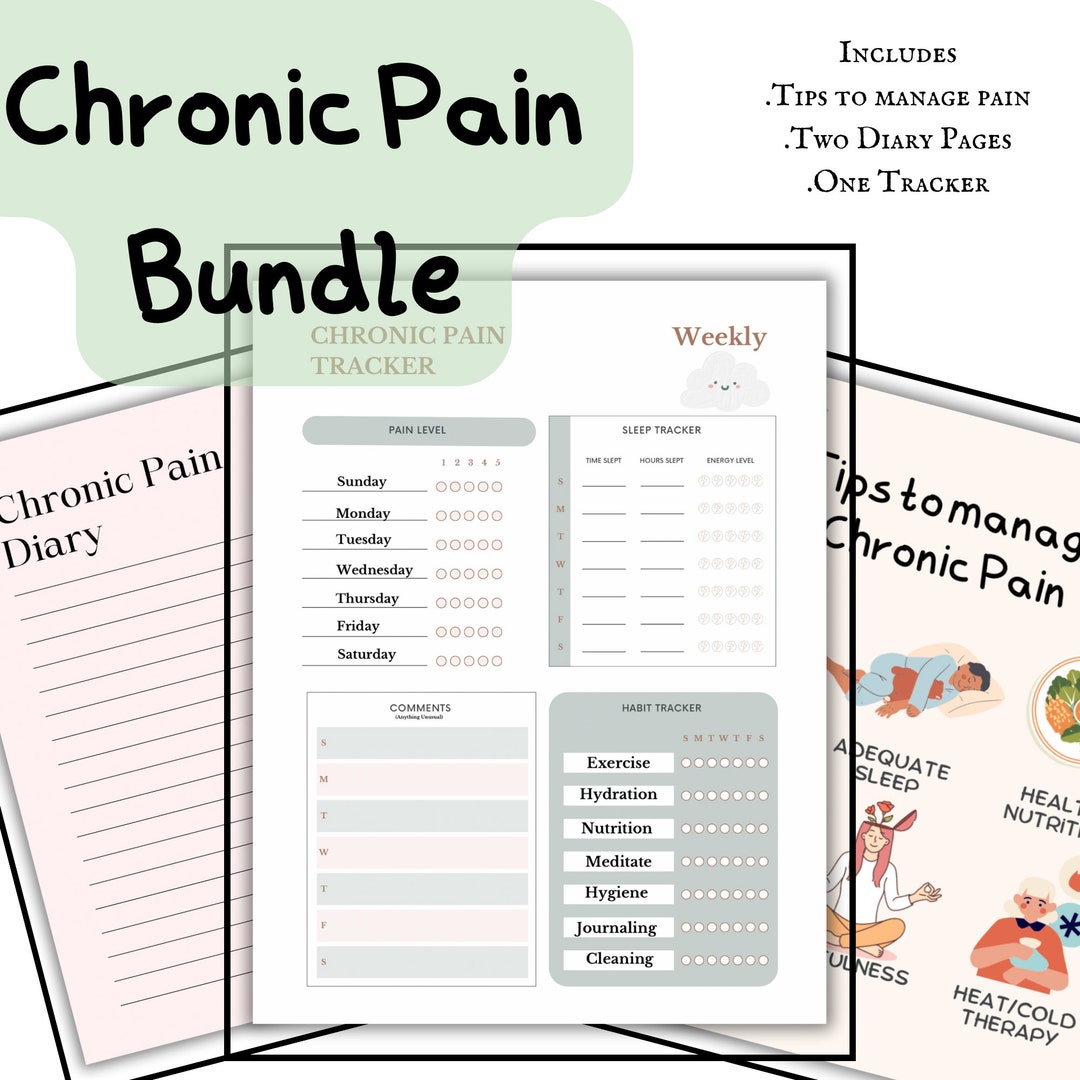 Chronic Pain and Wellness Tracker Bundle, Chronic Pain Diary, Digital ...