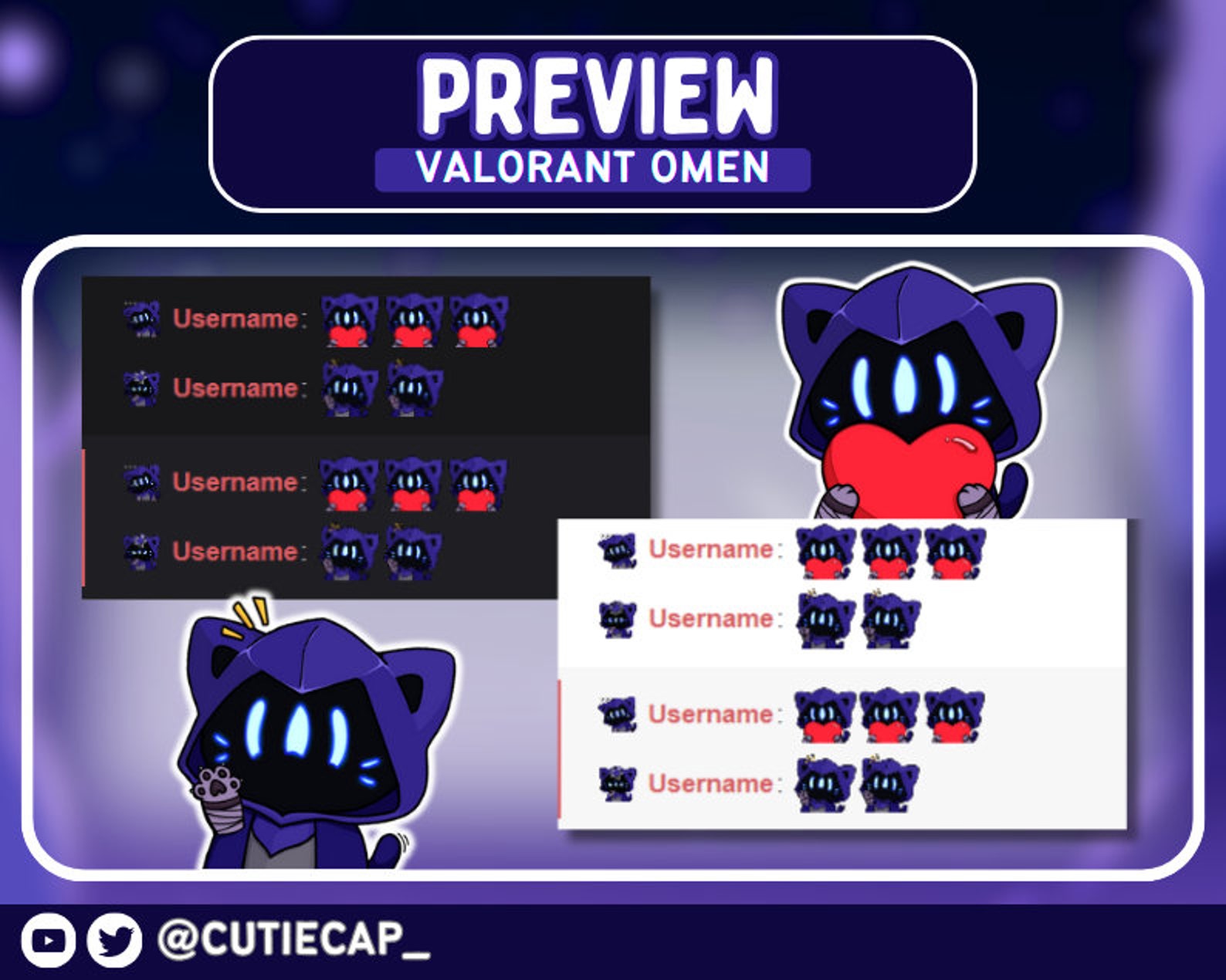 OMEN CAT EMOTES 8 Pcs Twitch Emotes Pack 2 Pcs Animated Emotes - Etsy