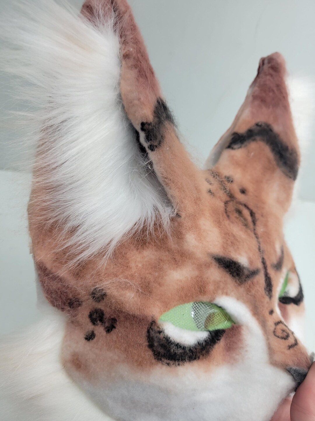 Orange Beige Cat Mask With Black Markings, Green Eyes, Handmade ...