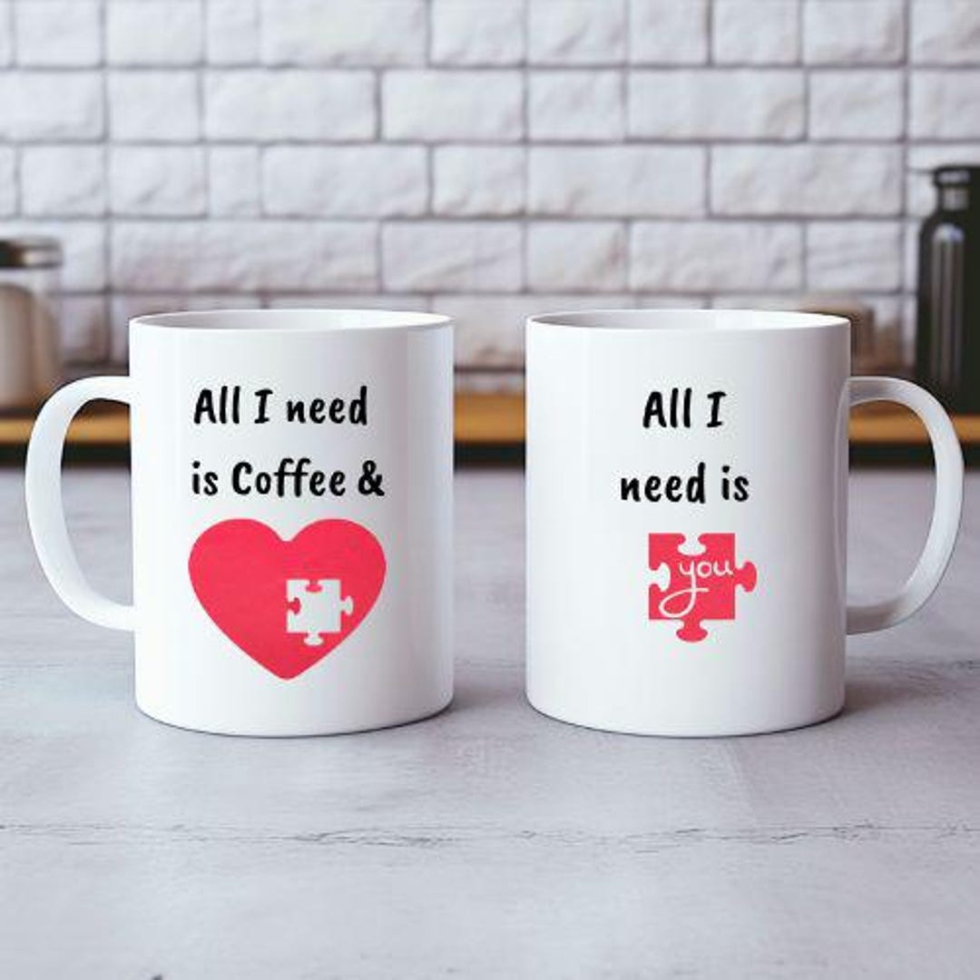 Couples Coffee Mugs Set With Heart Design,unique Romantic Gift for ...
