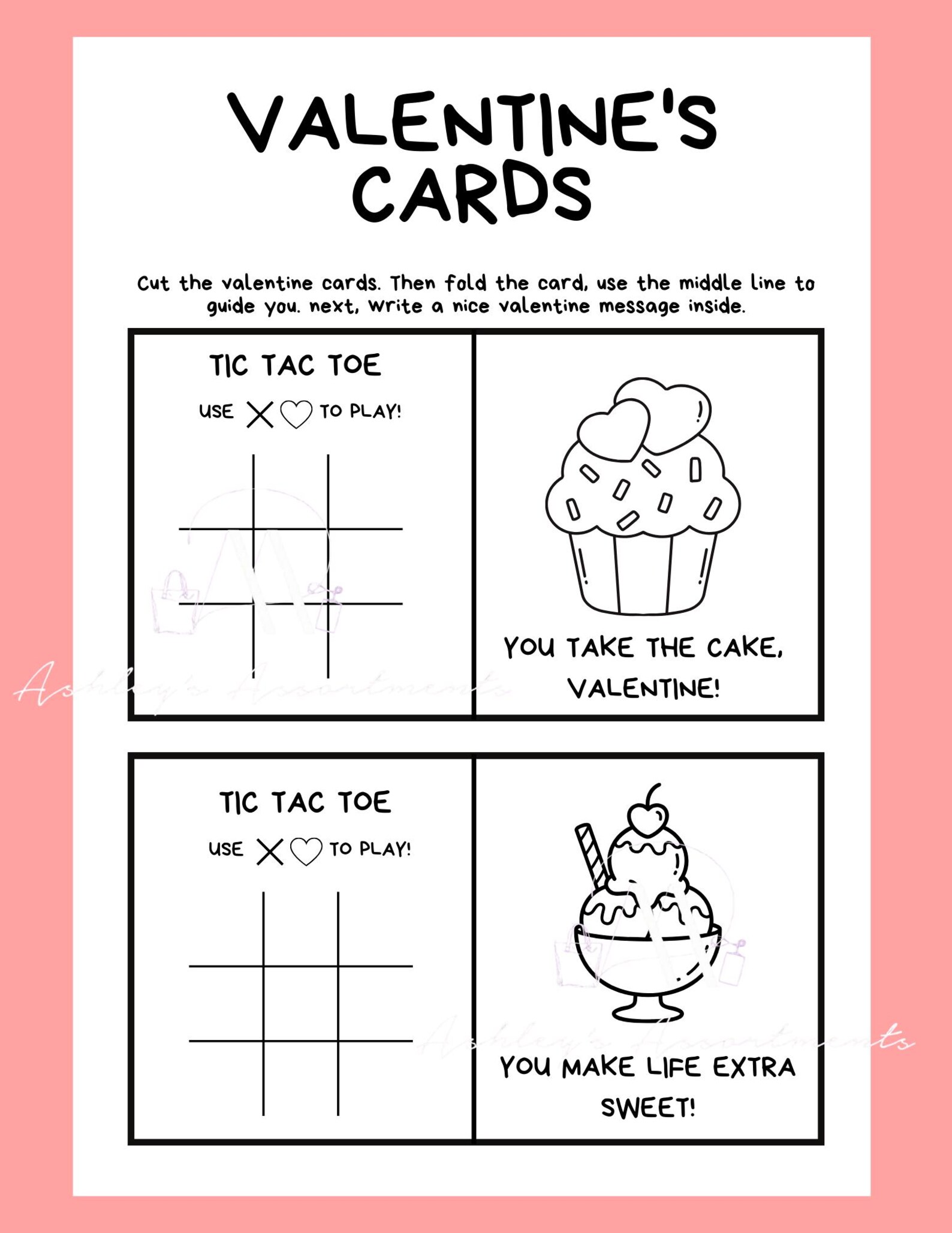 Printable Kids Valentine Exchange Cards, Dessert Themed Valentine's Day ...