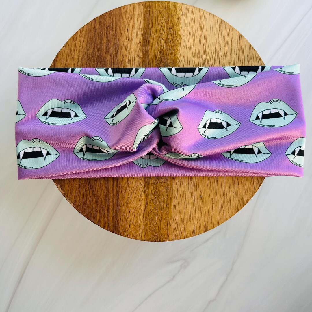 Purple and Green Pastel Halloween Headband | Pastel Vampire Lips ...