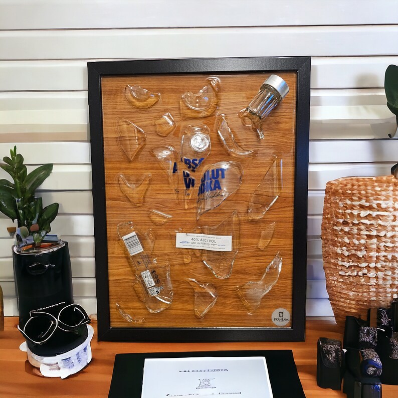 Vodka Bottle Picture Frame Decor, Bar Cart Wall Decor, Epoxy Resin Art ...