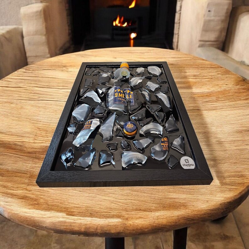 9 Mile Vodka Bottle Shard Resin Wall Art – Upcycled Bar Decor, Eco ...