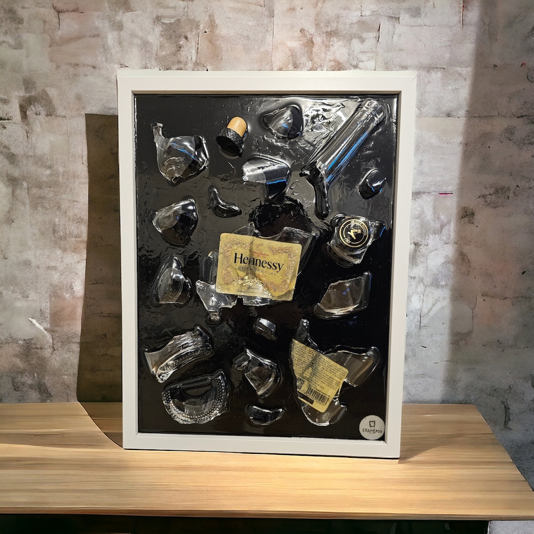 Hennessy Bottle Frame Art With Upcycling Epoxy, Broken Bottle Wall ...