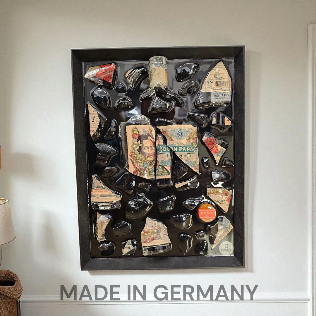 Don Papa Rum Broken Bottle Resin Wall Art – Framed Upcycled Bar & Man ...