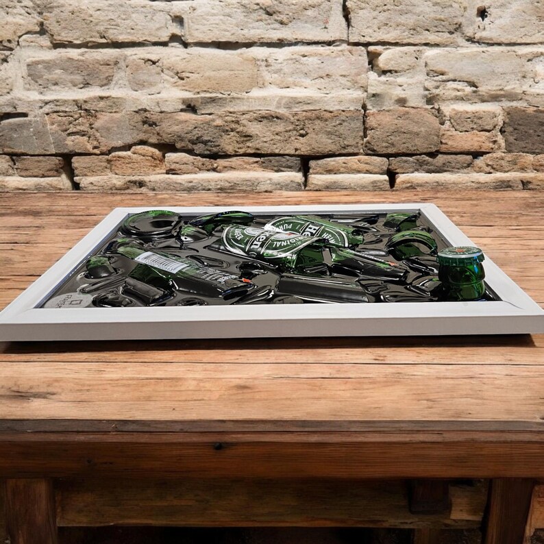 Heineken Bottle Frame Epoxy Wall Art, Decorative Broken Glass Wall Art ...