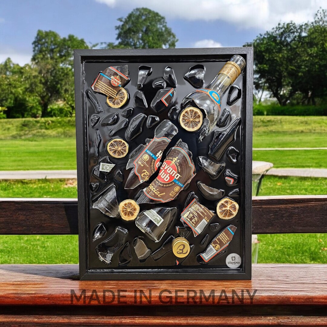 Havana Club Broken Bottle Wall Art – Upcycled Rum Bottle Resin Decor ...