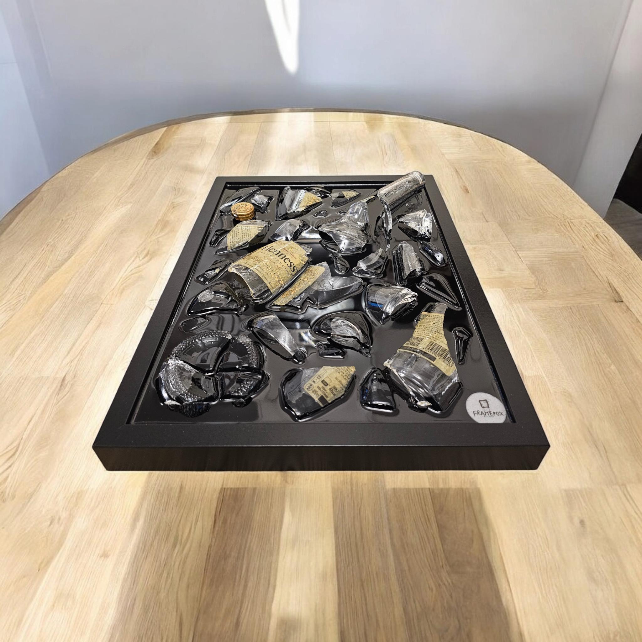 Epoxy Hennessy Broken Bottle Wall Art, Broken Bottle Art, Glass Wall ...