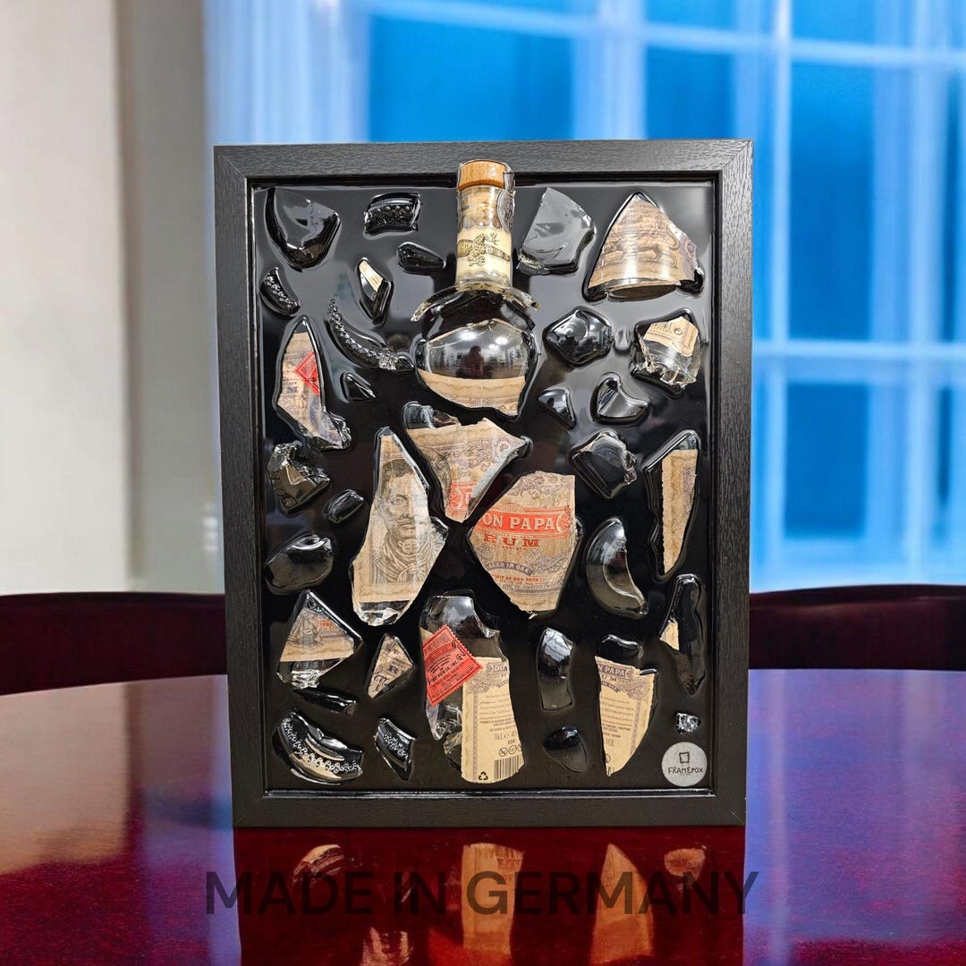 Don Papa Rum Bottle Wall Art – Broken Rum Bottle Resin Art, Upcycled ...