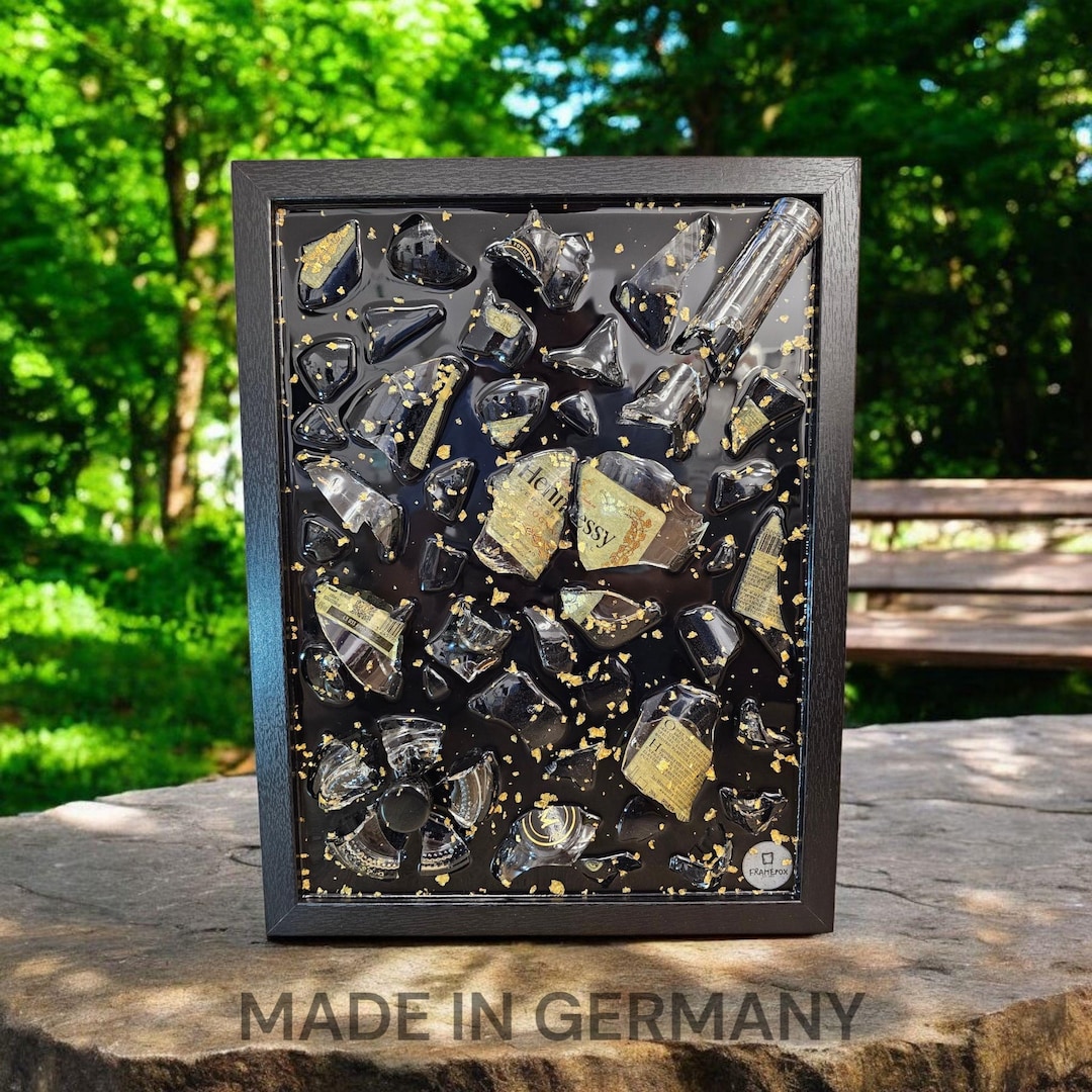 Hennessy Broken Bottle Wall Art – Upcycled Cognac Resin Decor, Handmade ...